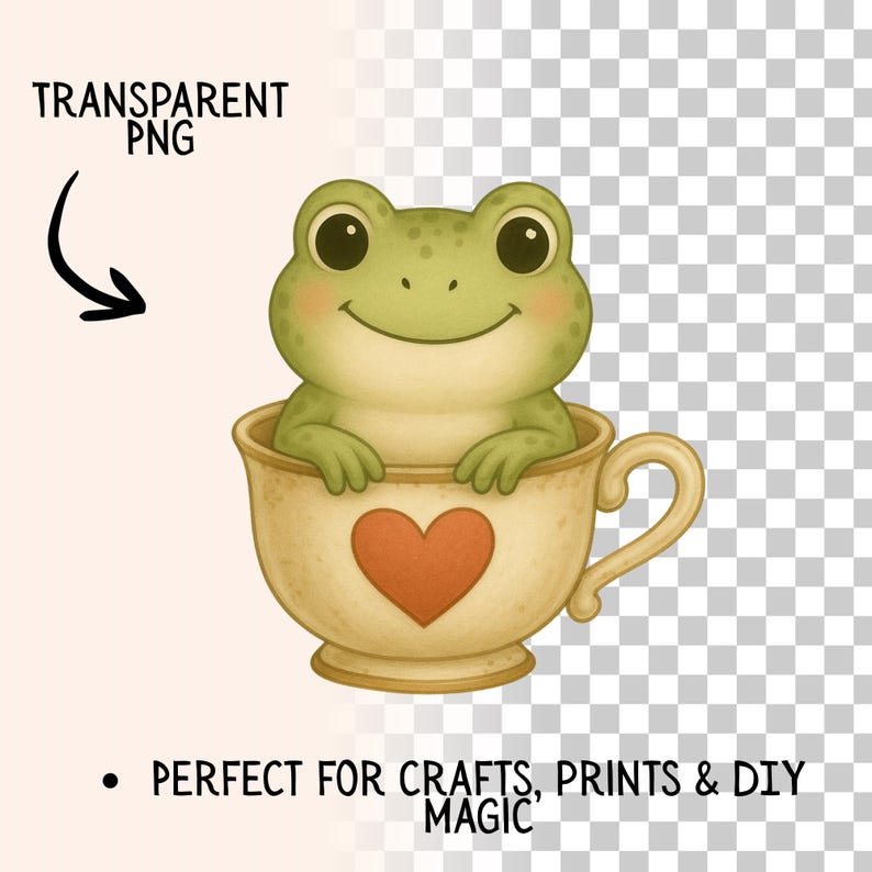 Teacup Frog Clipart | Cute Frog PNG | Kawaii Teacup Clipart | Cozy ...