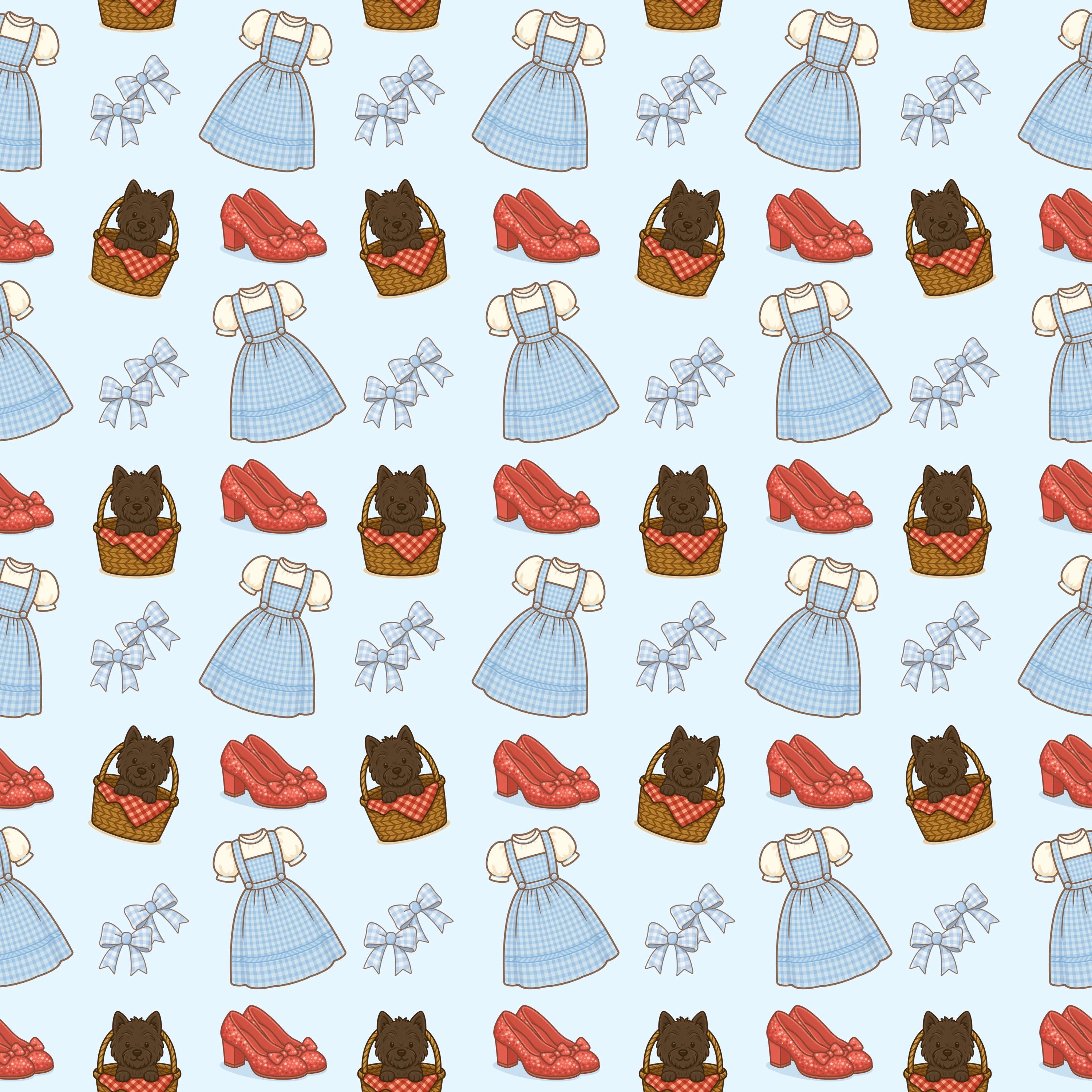 Classic Dorothy Seamless Pattern | Blue Gingham Dress, Red Ruby ...
