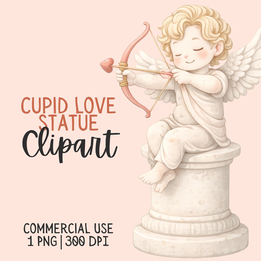 Cupid Statue Clipart | Valentine Cupid PNG | Romantic Angel Clipart ...