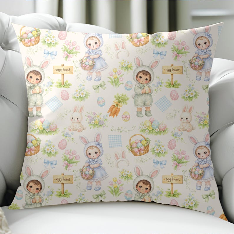 Easter Baby Doll Seamless Pattern Collection | Bunny Nursery Print ...
