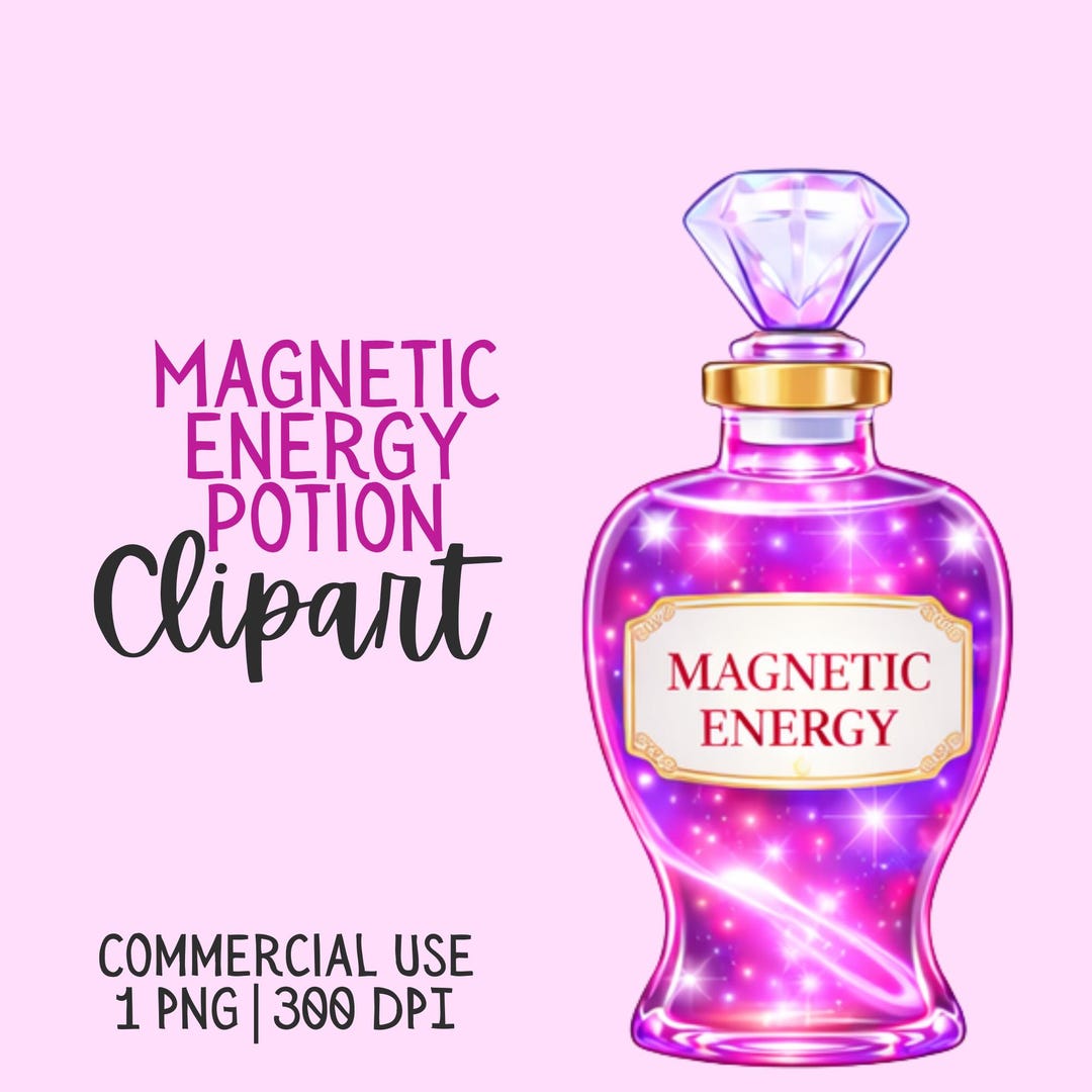 Magnetic Energy Potion Clipart PNG | Glossy Pink Purple Perfume Bottle ...