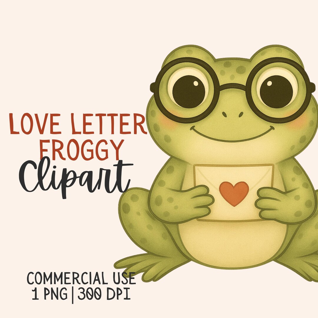 Love Letter Frog Clipart | Cute Froggy PNG | Valentine Mail Clipart ...