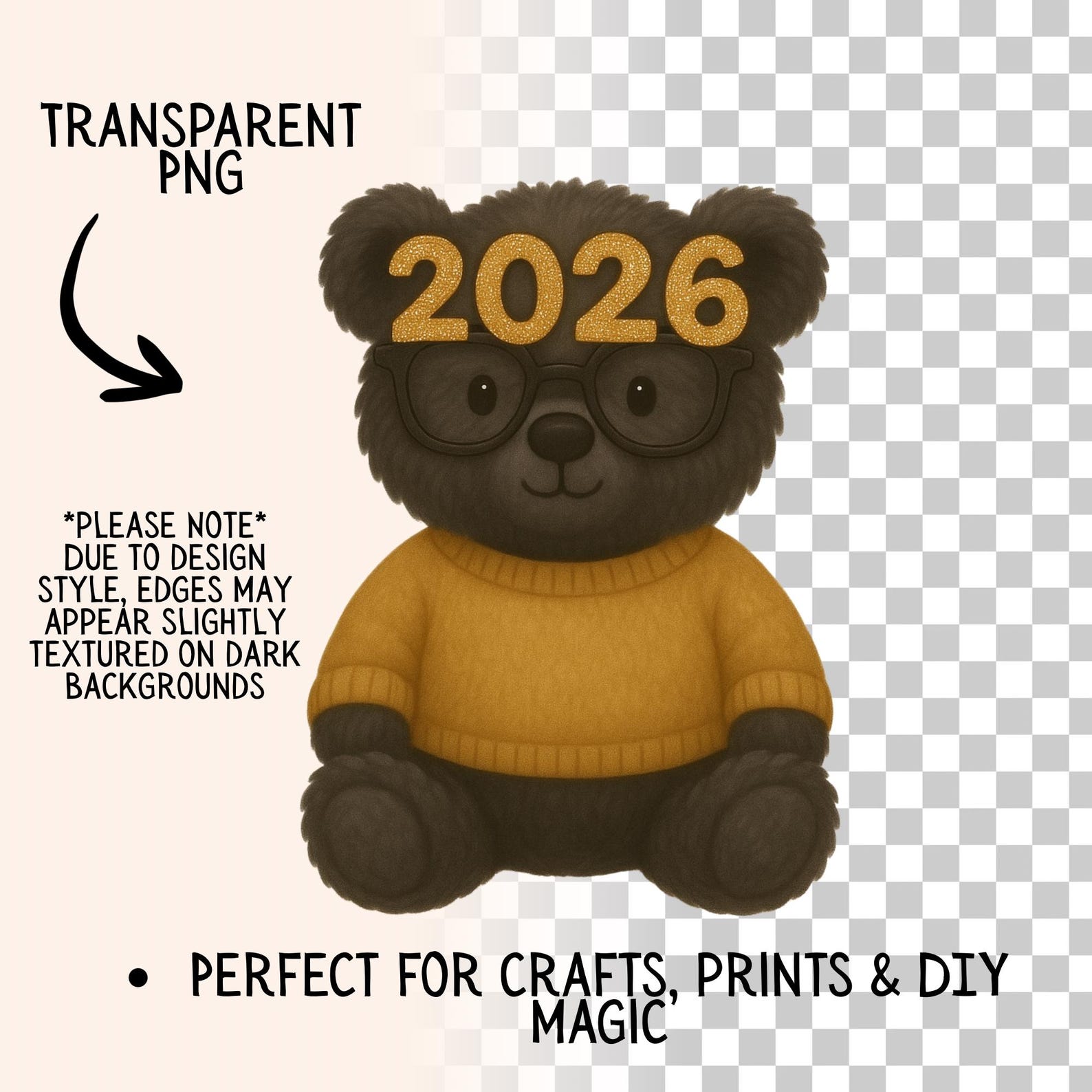 2026 New Year Teddy Bear Clipart | Party PNG (commercial Use) - Etsy