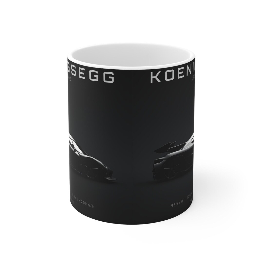 Koenigsegg Supercar Mug, Black Sports Car Coffee Cup, Automotive ...
