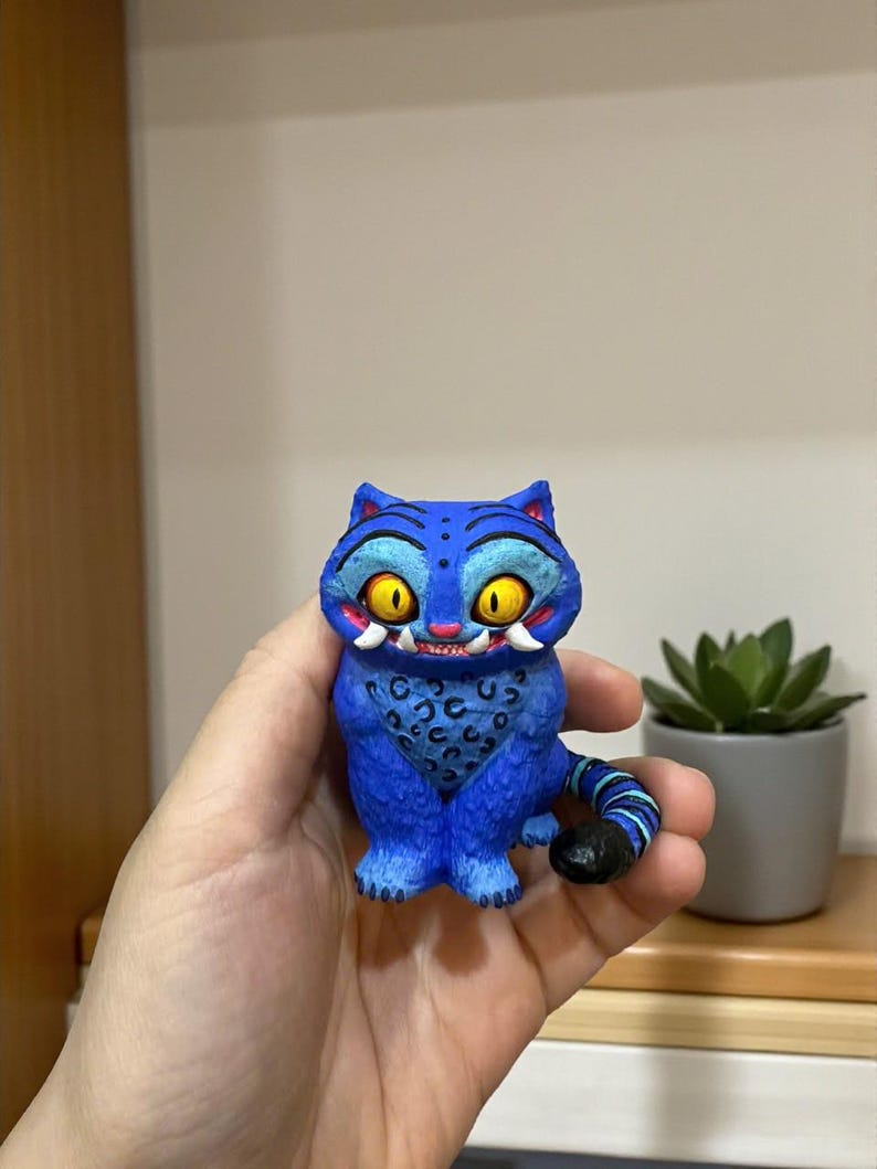 Handmade Blue Cat Figurine – Whimsical Fantasy Resin Sculpture - Etsy