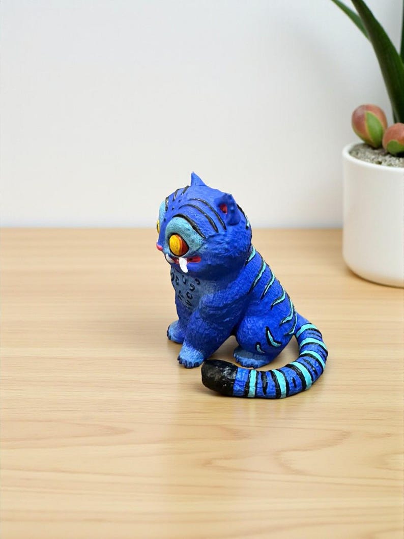 Handmade Blue Cat Figurine – Whimsical Fantasy Resin Sculpture - Etsy