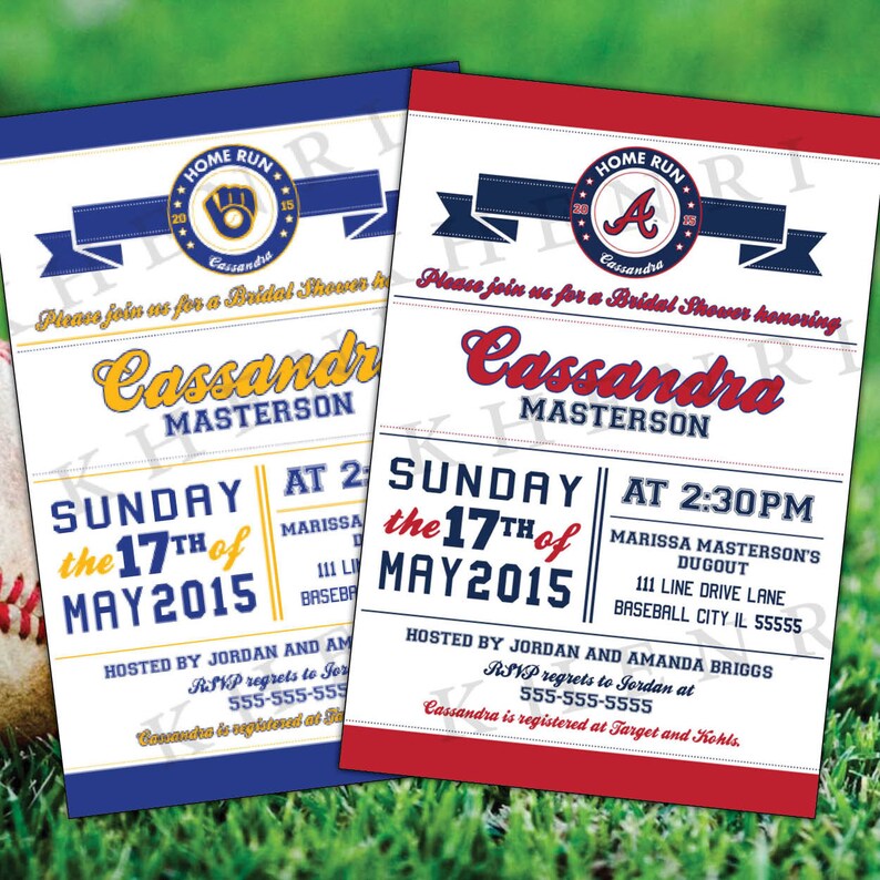 Baseball Bridal Shower - Baseball Wedding - Invitations - Printable ...