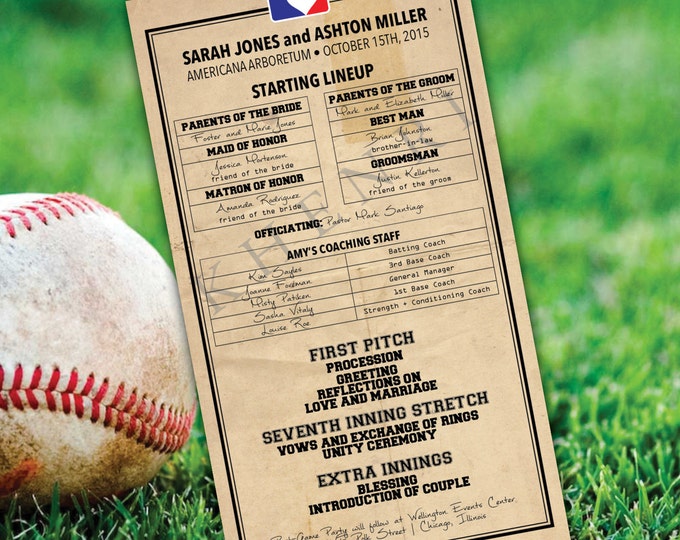 Baseball Lineup Wedding Program - Printable - Digital File - Etsy