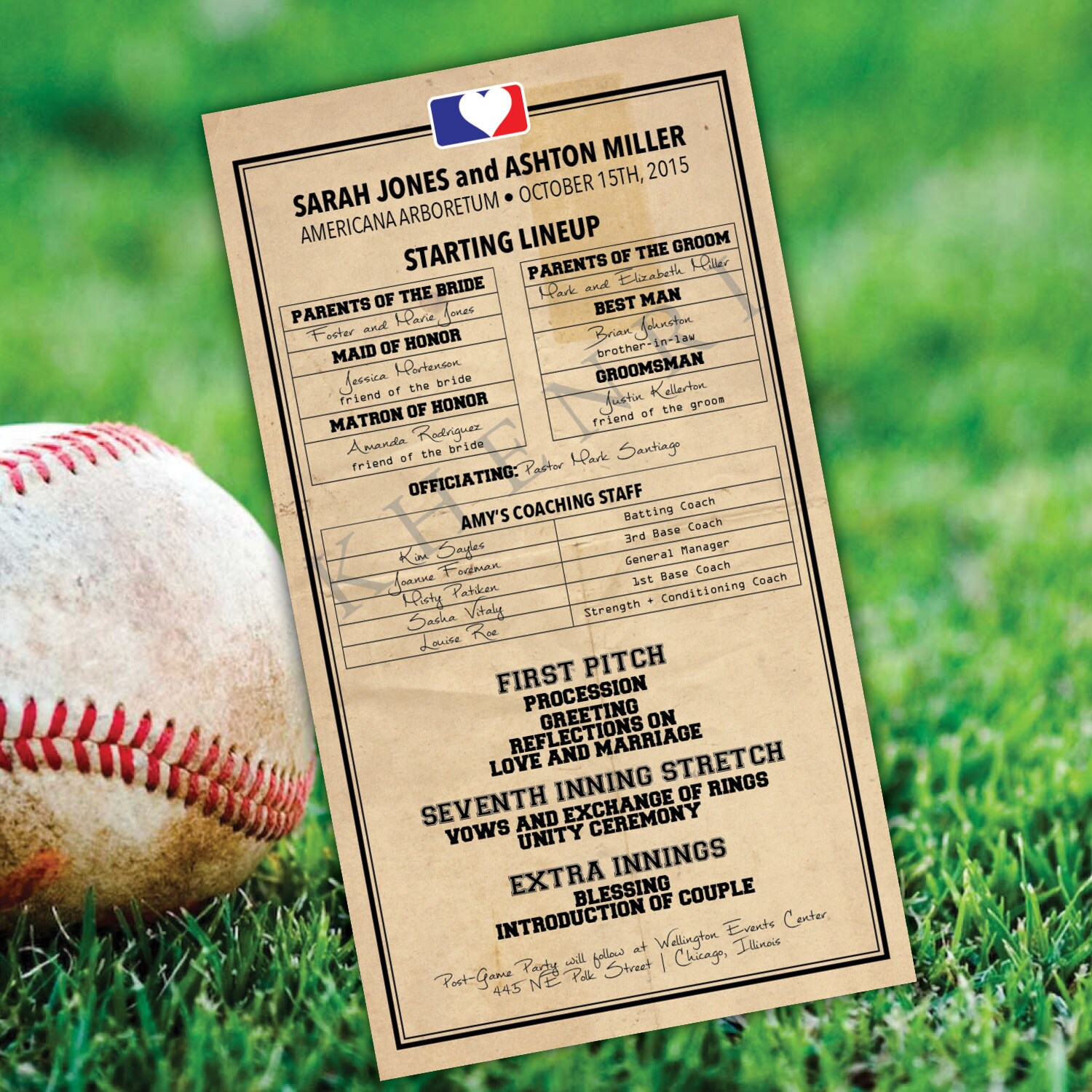 Baseball Lineup Wedding Program Printable Digital File - Etsy