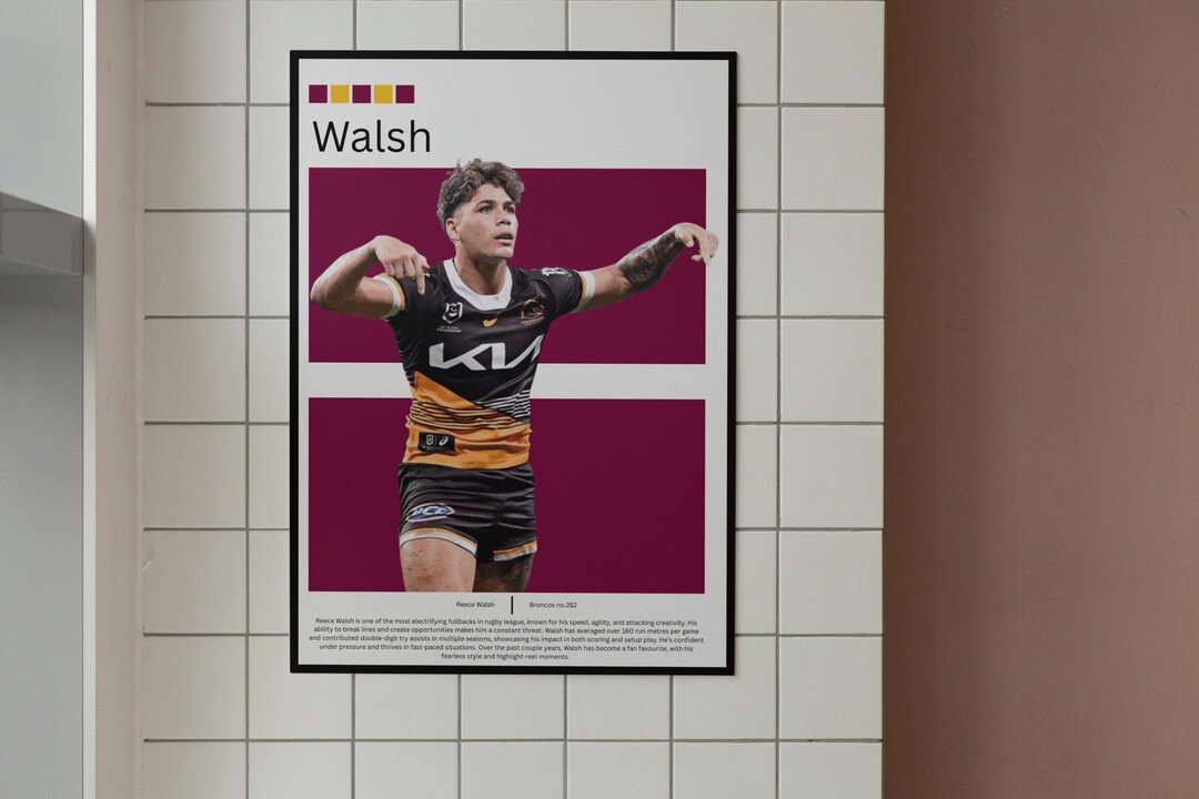 Reece Walsh Digital Print Poster - NRL Broncos - Etsy Australia