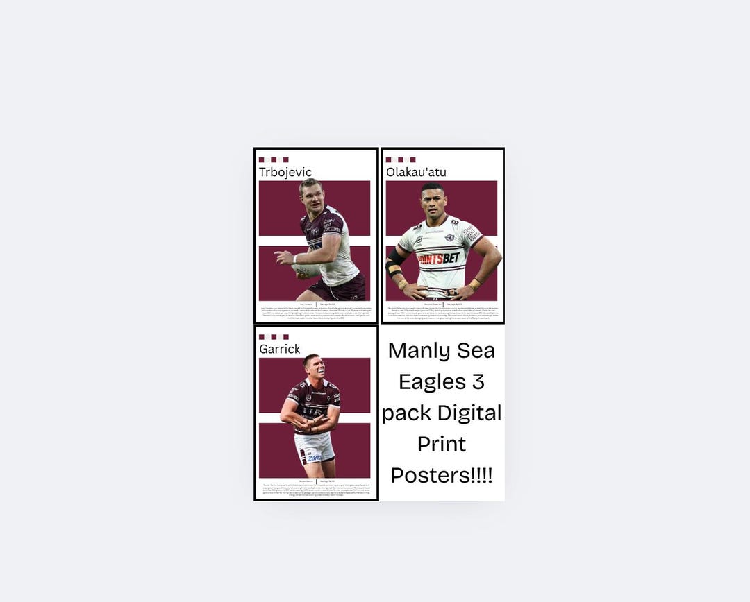 Manly Sea Eagles Posters Player Bundle - Digital Print - Etsy