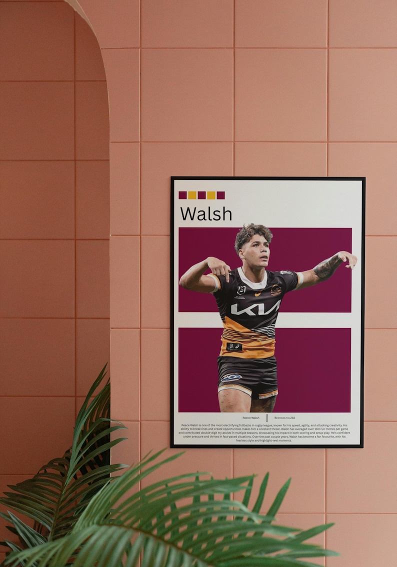 Reece Walsh Digital Print Poster - NRL Broncos - Etsy Australia