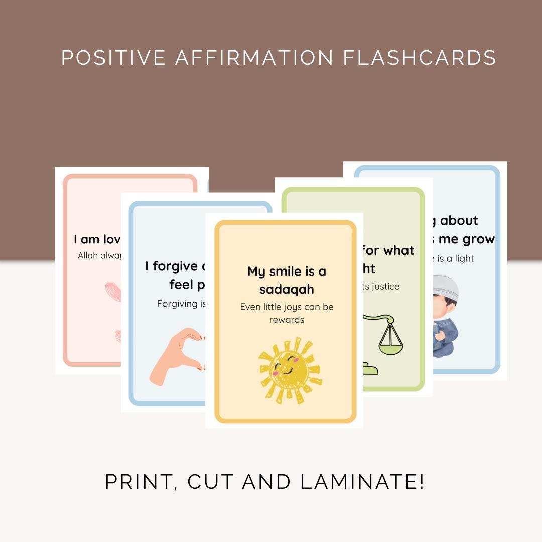 Islamic Positive Affirmation Cards for Kids | Minimal Duas | Positive ...