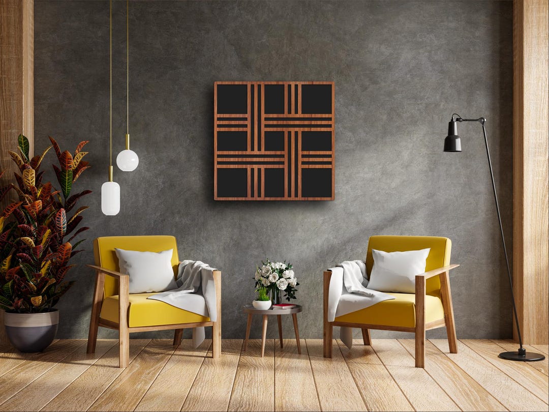 Gridlock Wall Panel – Modern Square Geometric Art With Bold Line Design ...