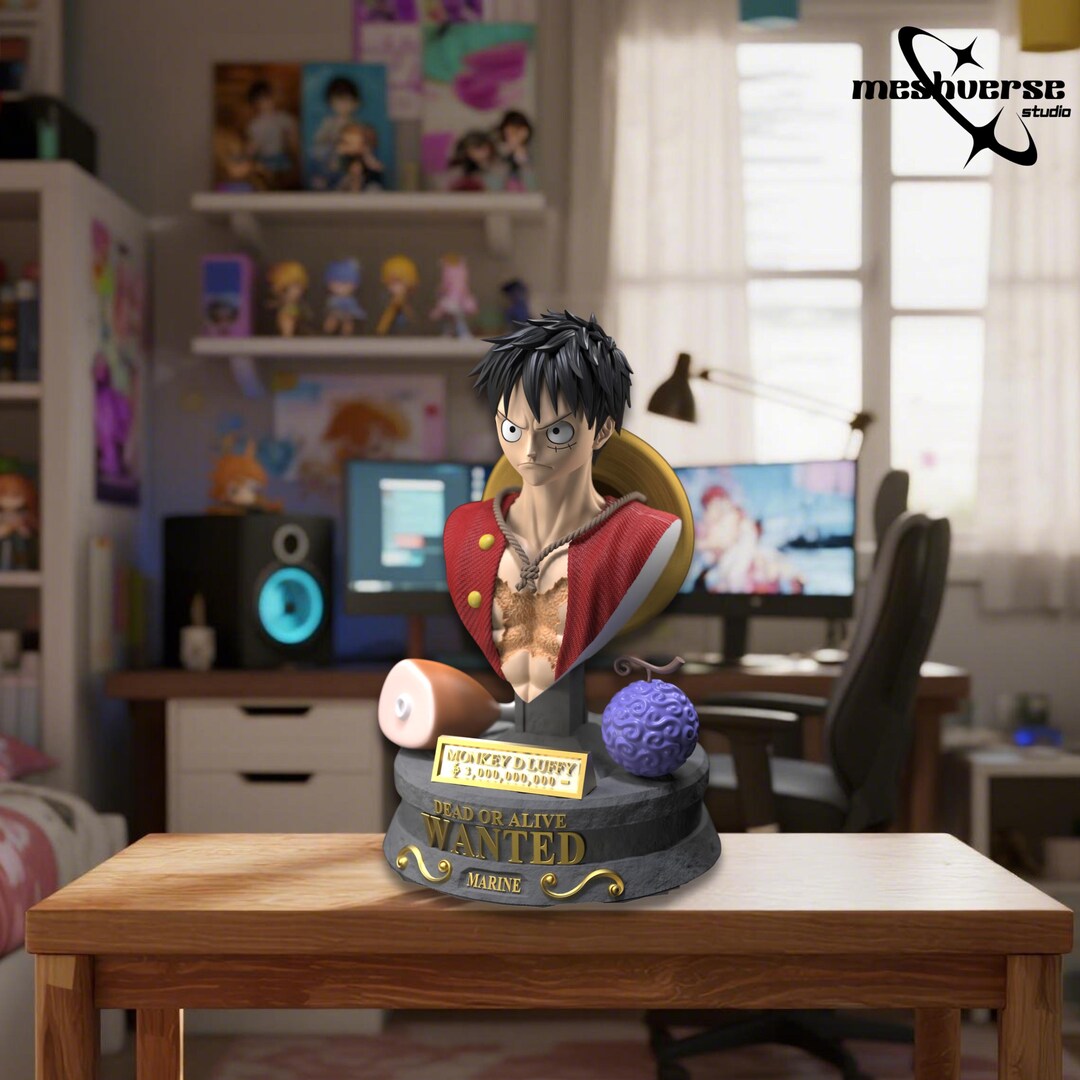 Luffy Bust STL – One Piece Fan Art With Meat, Devil Fruit & 2 Face ...
