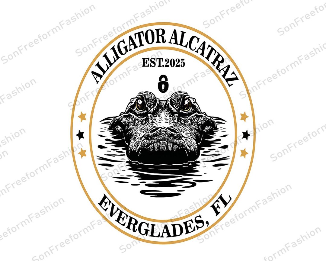 Alligator Alcatraz Badge PNG, Everglades FL Emblem Clipart, Vintage ...