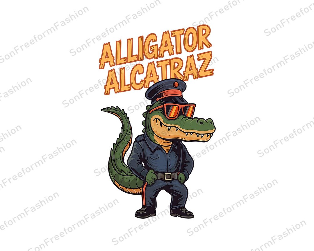 Alligator Alcatraz Officer PNG, Funny Crocodile Jail Guard Clipart ...
