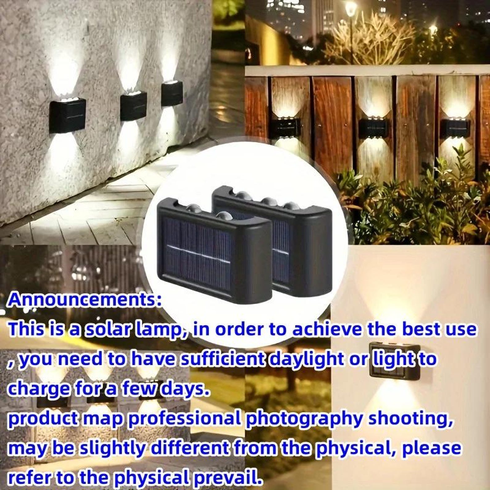 Waterproof Solar Wall Lights (pack of 2): Outdoor Garden & Fence ...