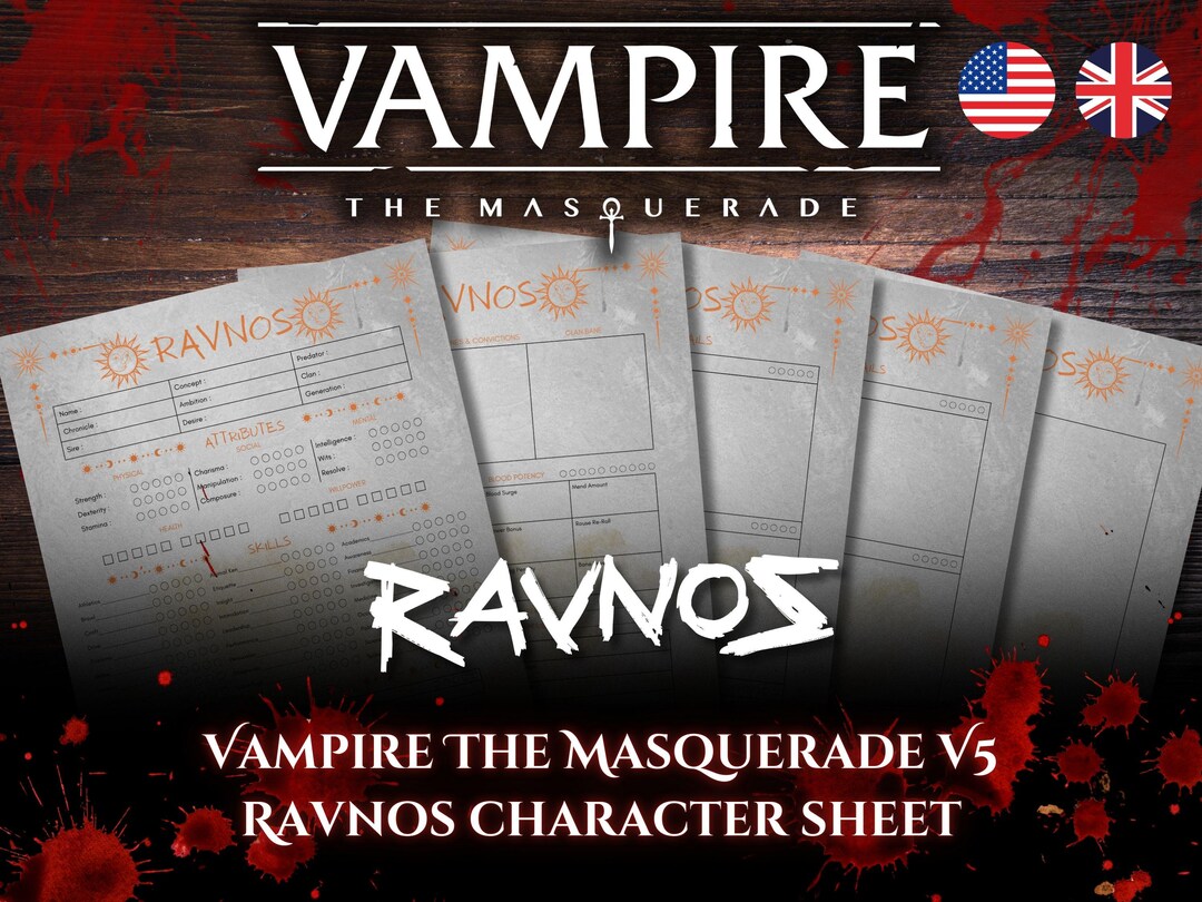 VTM Character Sheet Ravnos – Vampire the Masquerade V5 Clan Sheet, 5 ...