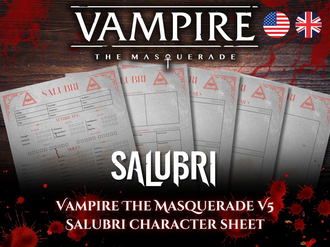VTM Character Sheet Salubri – Vampire the Masquerade V5 Clan Sheet, 5 ...