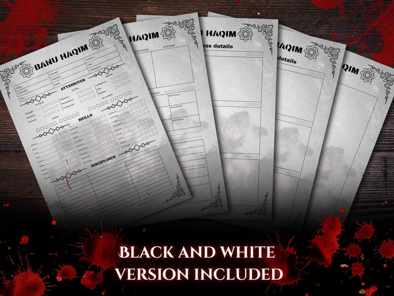 VTM Character Sheet Banu Haqim – Vampire the Masquerade V5 Clan Sheet ...