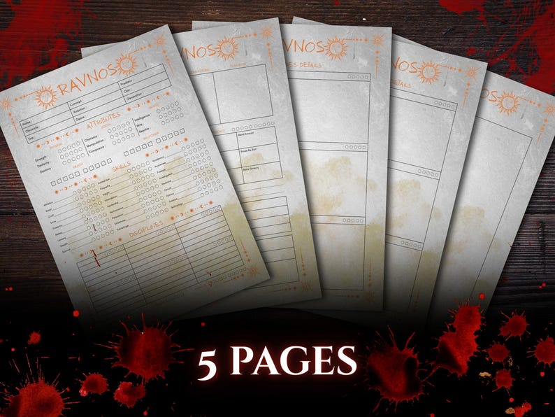 VTM Character Sheet Ravnos – Vampire the Masquerade V5 Clan Sheet, 5 ...