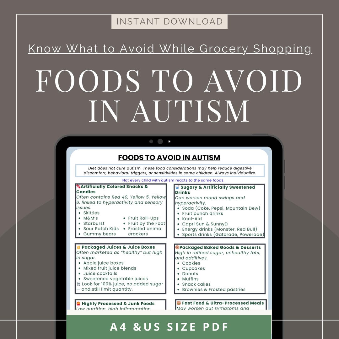Foods to Avoid in Autism | Diet Guide | Printable PDF | Doctor-written ...