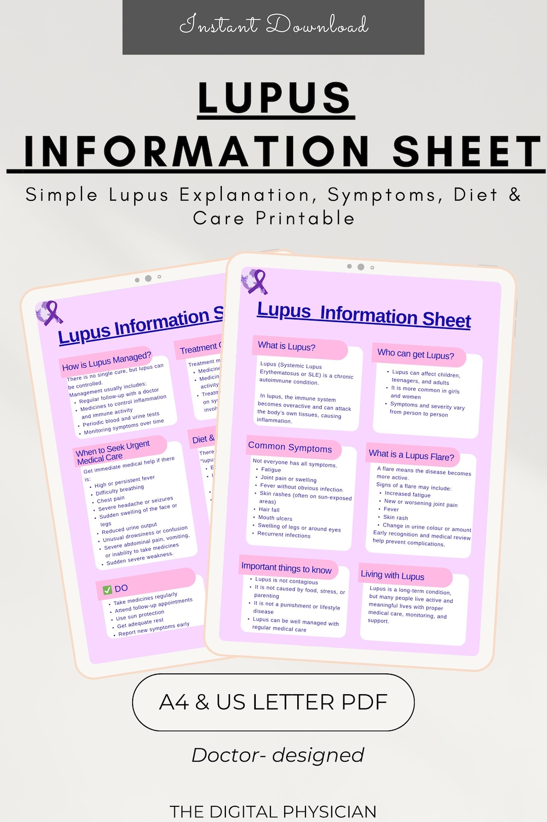 Lupus Information Sheet | Simple Lupus Explanation, Symptoms, Diet ...