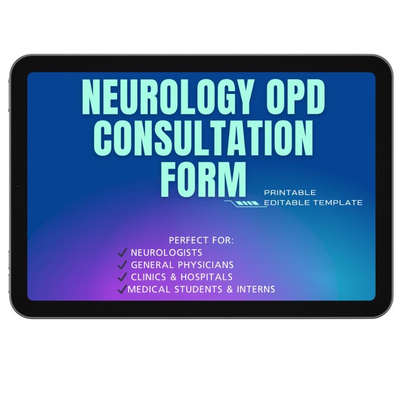 Editable Neurology OPD Form | Patient Evaluation Sheet for Clinics ...