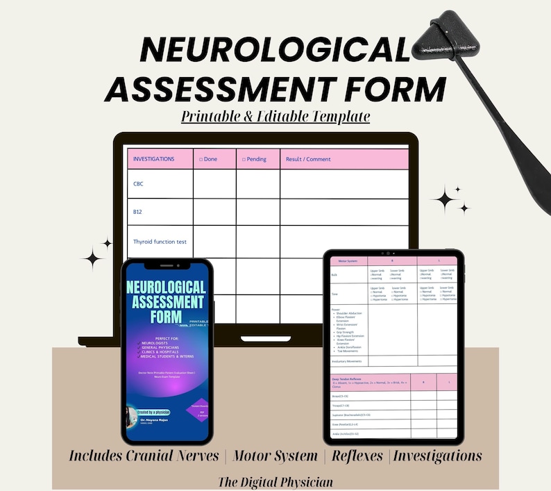 Neurological Assessment Form | Patient Evaluation Sheet for Clinics ...