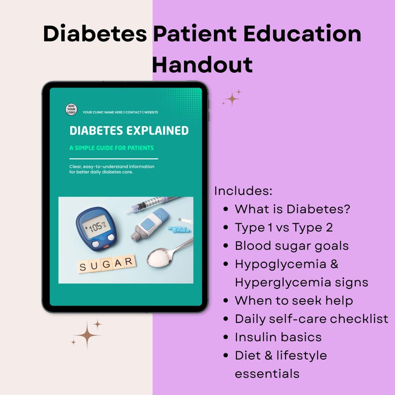 Diabetes Patient Education Handout | Canva Editable (US Letter) - Etsy