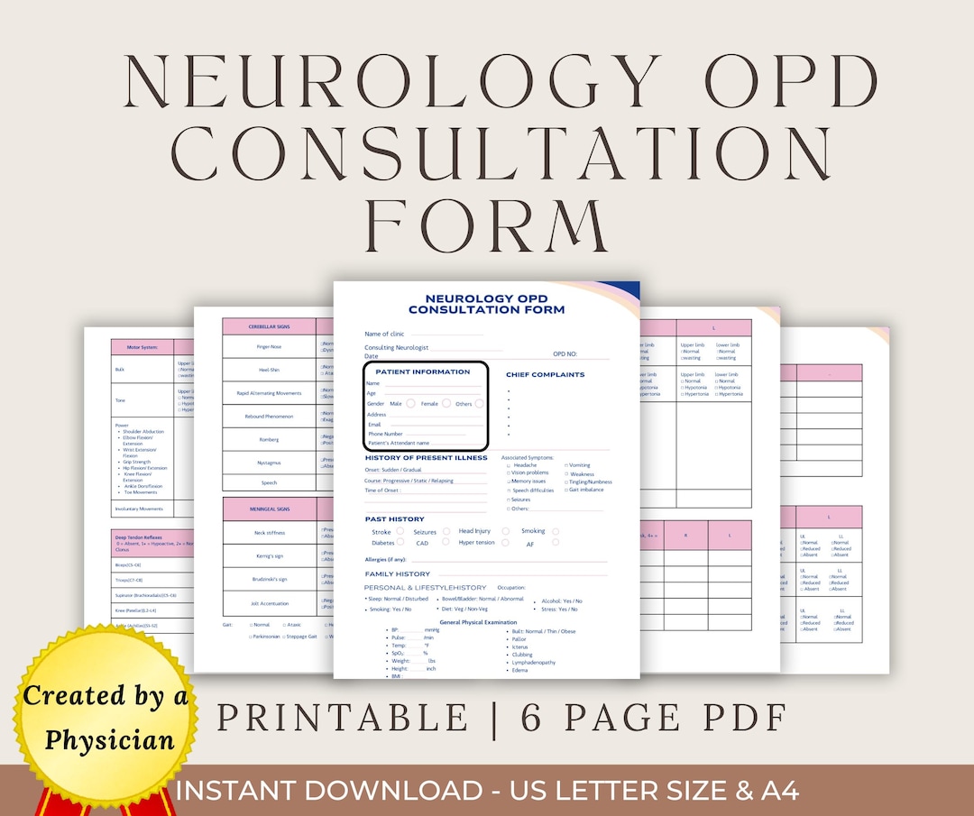 Neurology OPD Consultation Form – Detailed Neurological Examination ...