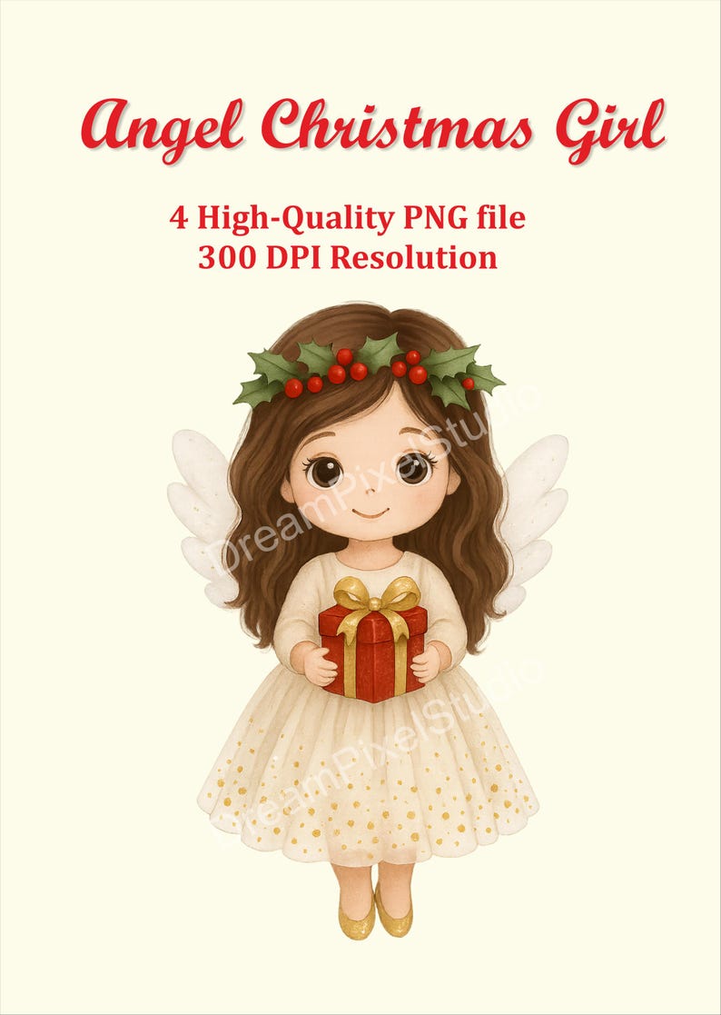 Christmas Angel Girl Clipart: Holiday PNG Set (digital Download) - Etsy