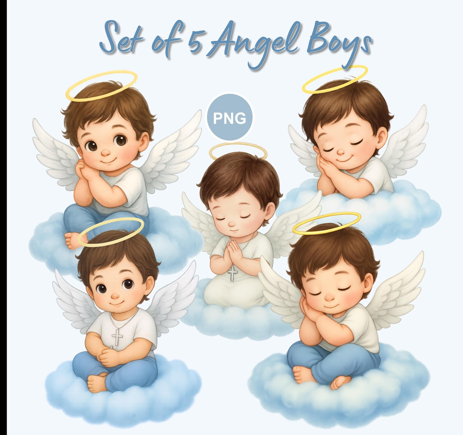 Watercolor Angel Boy Clipart Set: Nursery Art, Baby Shower (digital ...