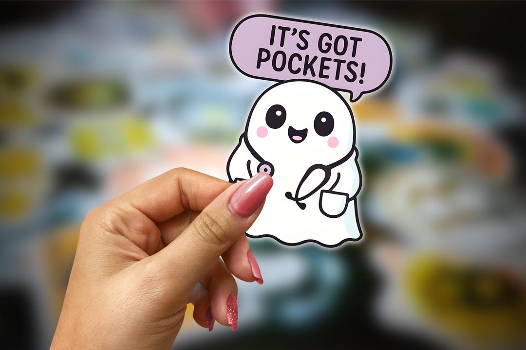 It’s Got Pockets Ghost Sticker, Funny Nurse Sticker, Cute Halloween ...