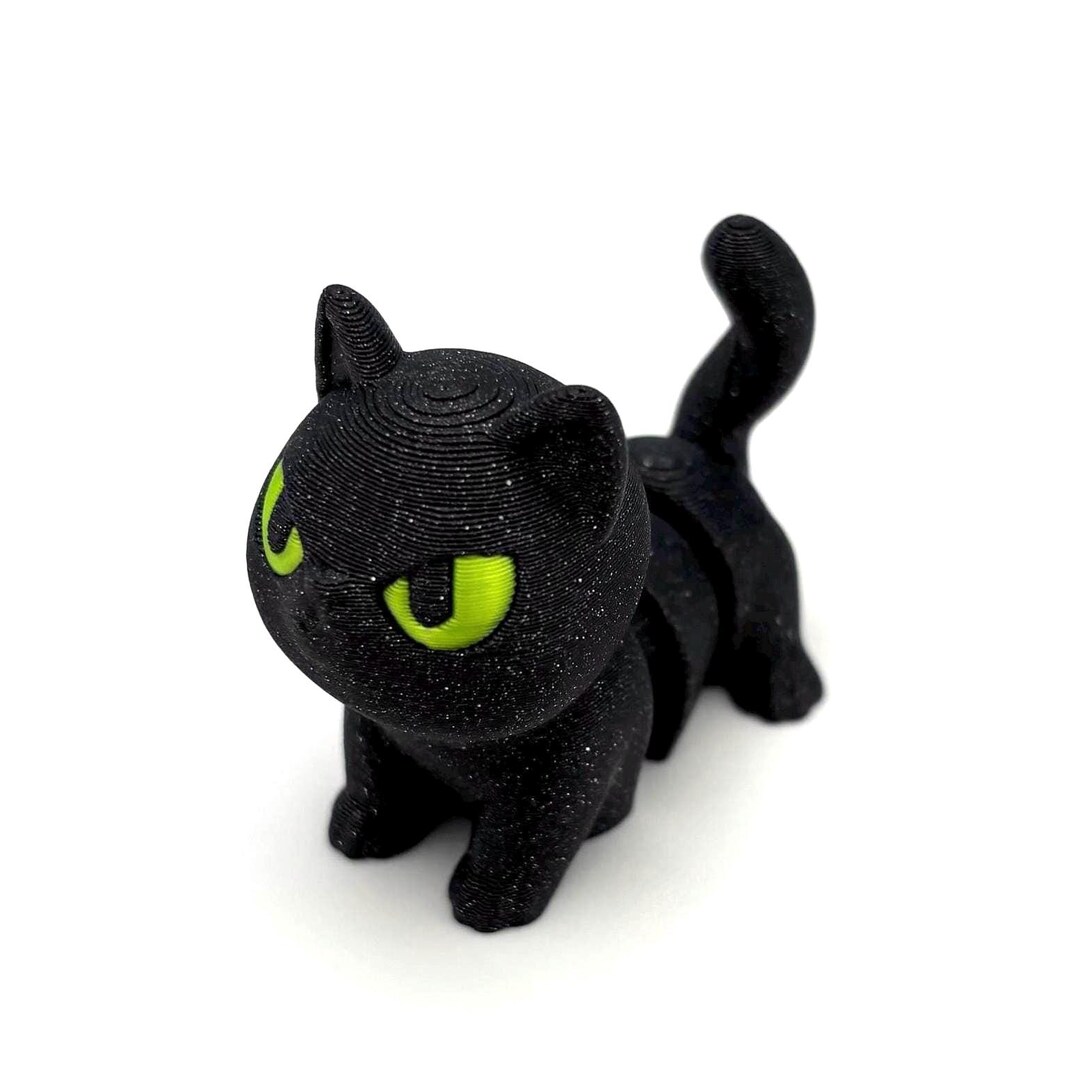 3D Printed Black Cat Figurine Desk or Shelf Decor - Etsy