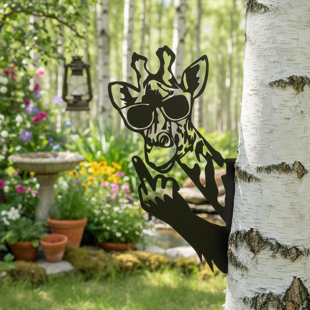Middle Finger Giraffe Metal Sign, Funny Giraffe Gift, Outdoor Rude ...