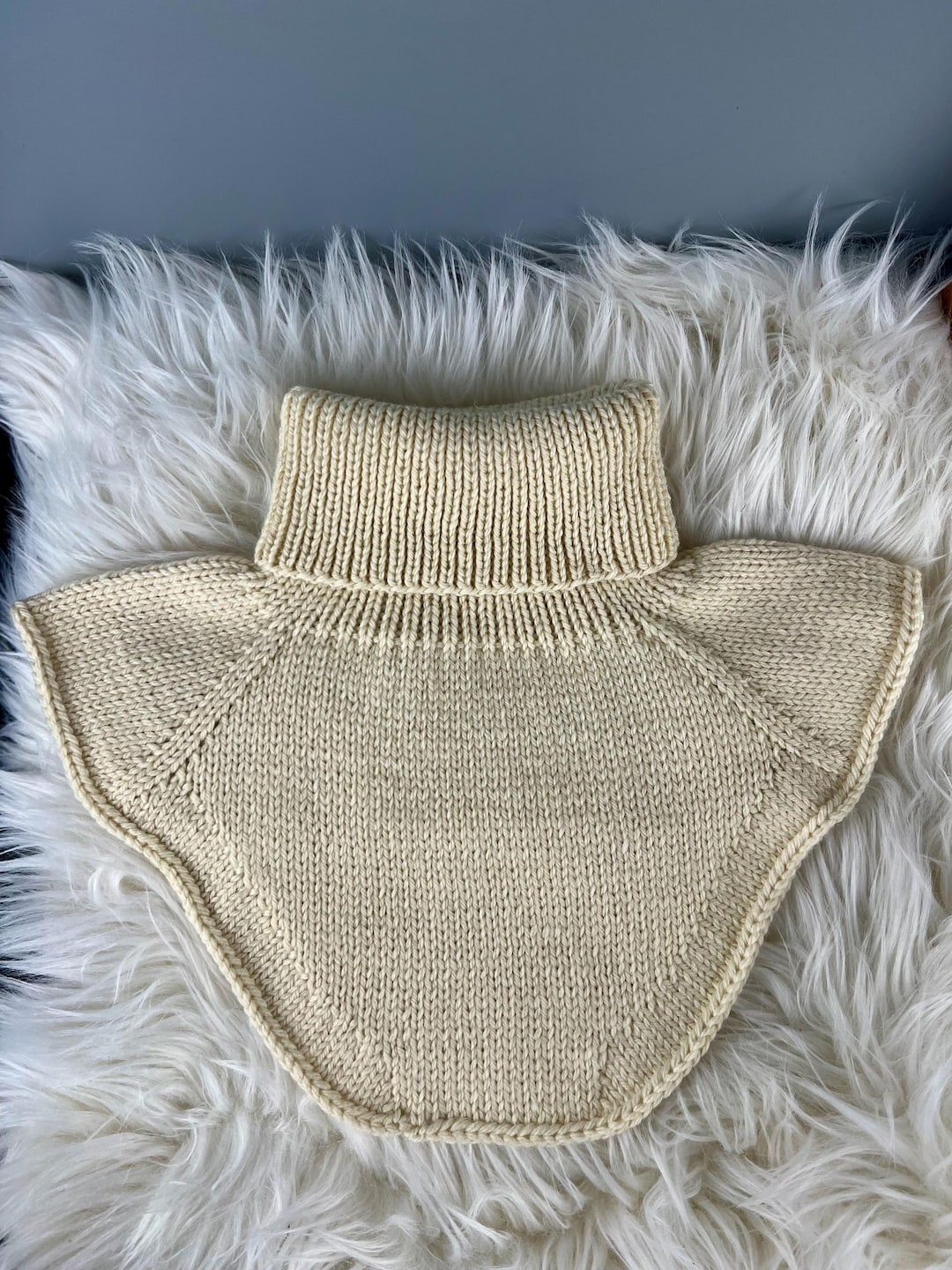Handmade Knitted Turtleneck Dickey: Milk Color, Semi-wool Neck Warmer ...
