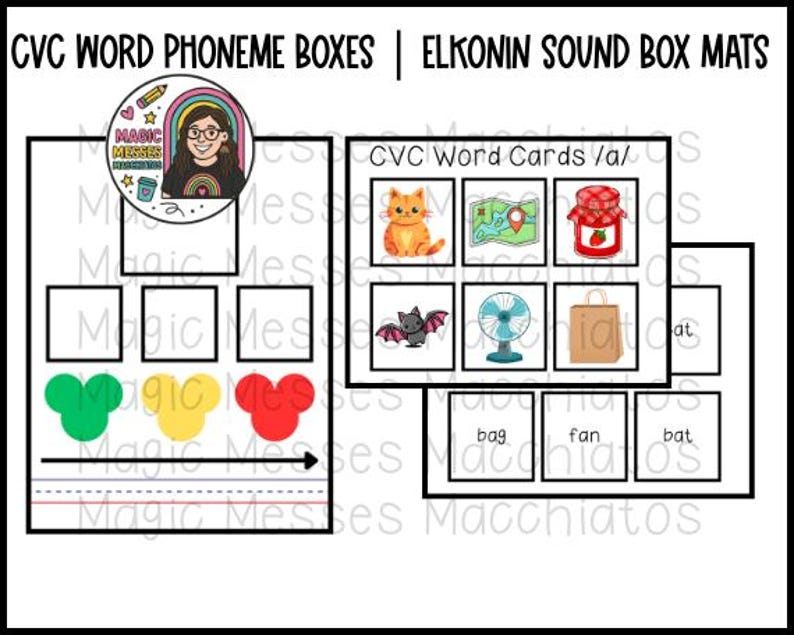 Magical Mouse CVC and CVCE Word Phoneme Boxes | Elkonin Sound Box Mats ...