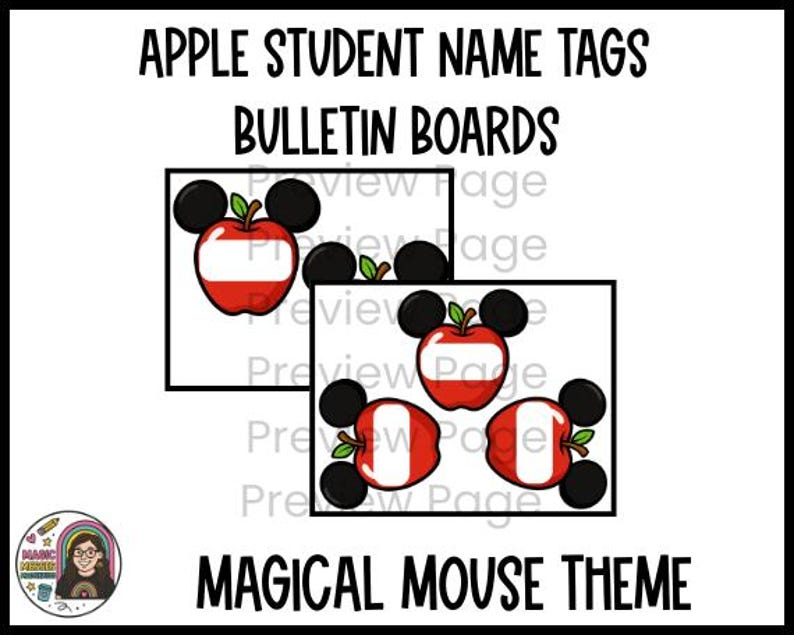 Magical Mouse Apple Name Tags | Printable Student Name Tags | Bulletin ...