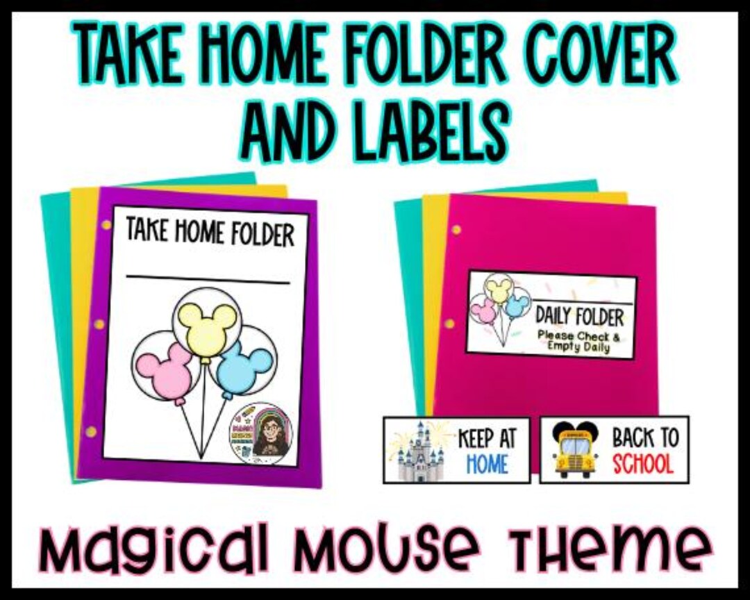 Take Home Folder Cover & Labels Magical Mouse Balloon Themed - Etsy