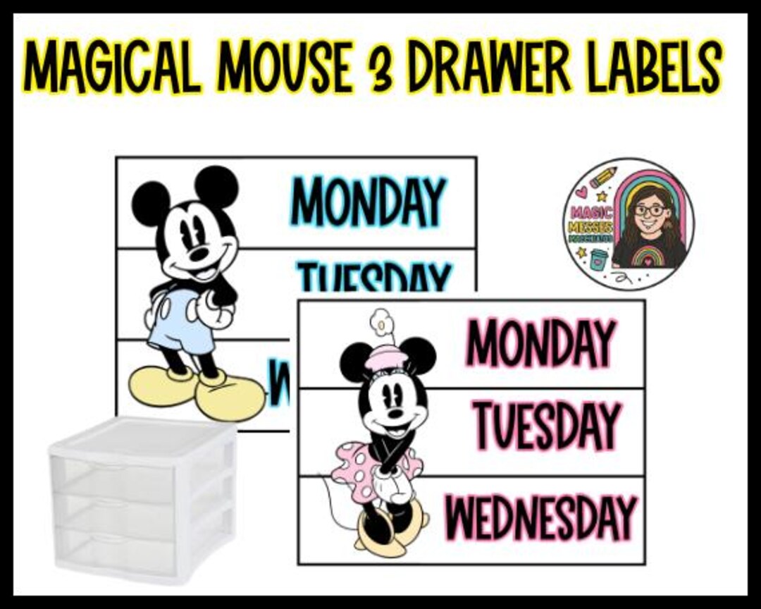Magical Mouse Pastel Themed 3 Drawer Labels | Weekly Teacher Organizer ...