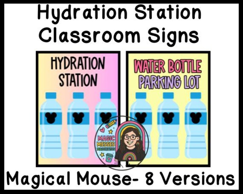 Hydration Station Signs | Water Bottle Parking Lot Posters | Magical ...