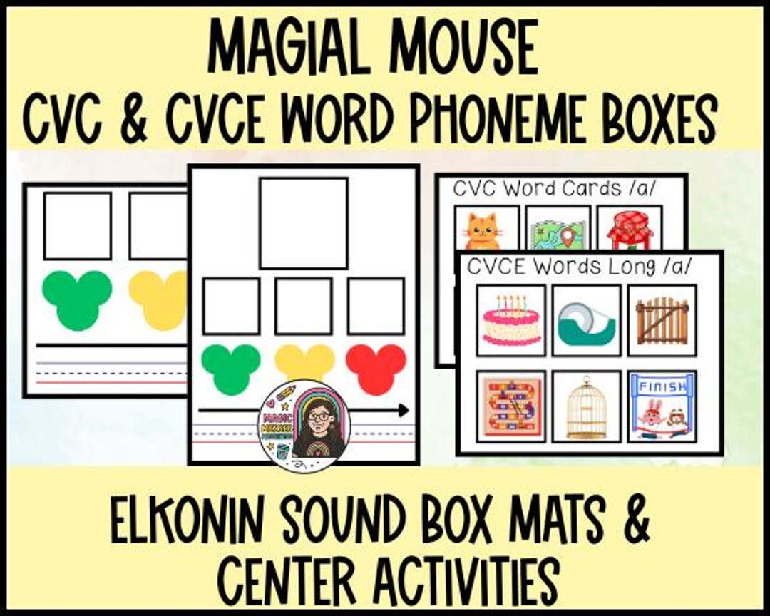 Magical Mouse CVC and CVCE Word Phoneme Boxes | Elkonin Sound Box Mats ...