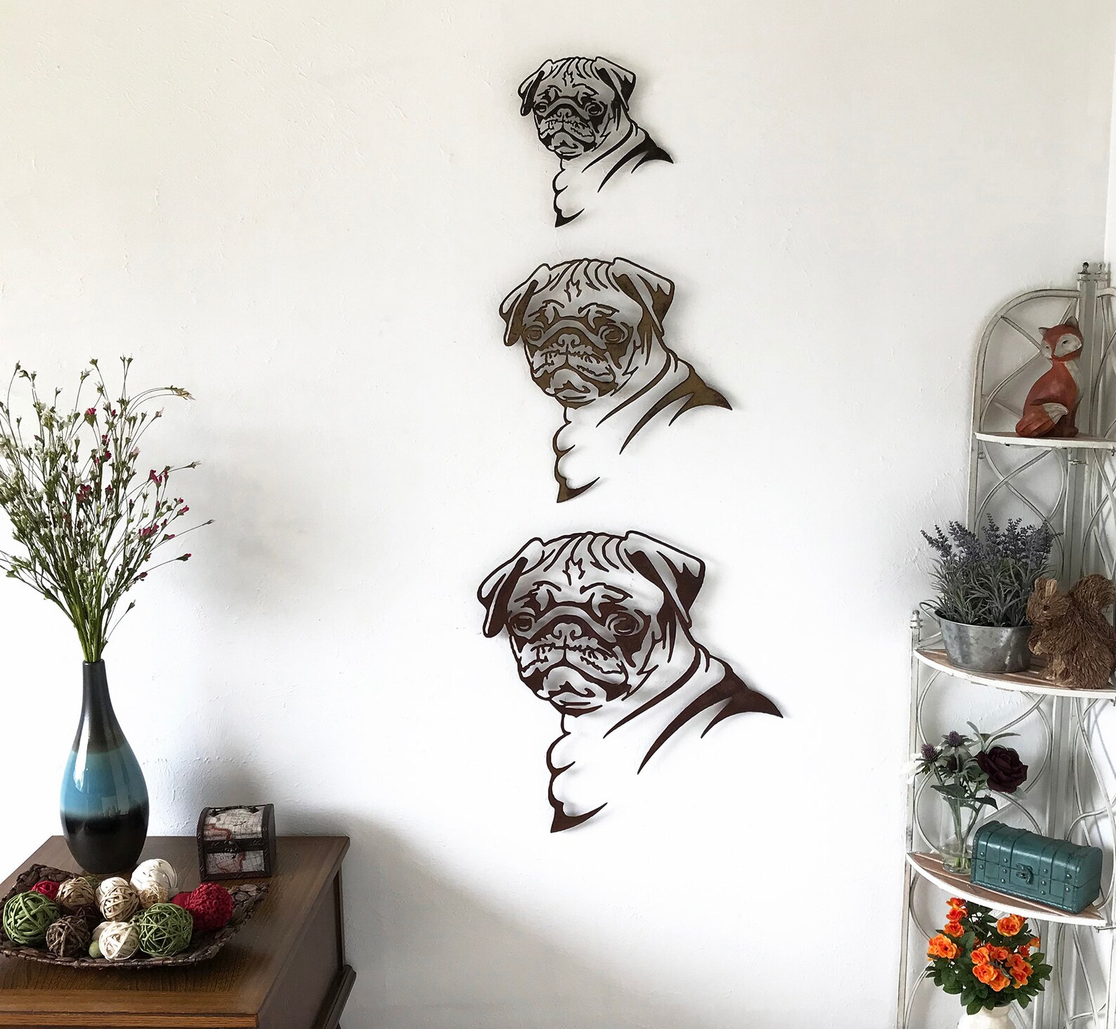 Pug Metal Wall Art Home Decor Handmade Pugs Choose - Etsy