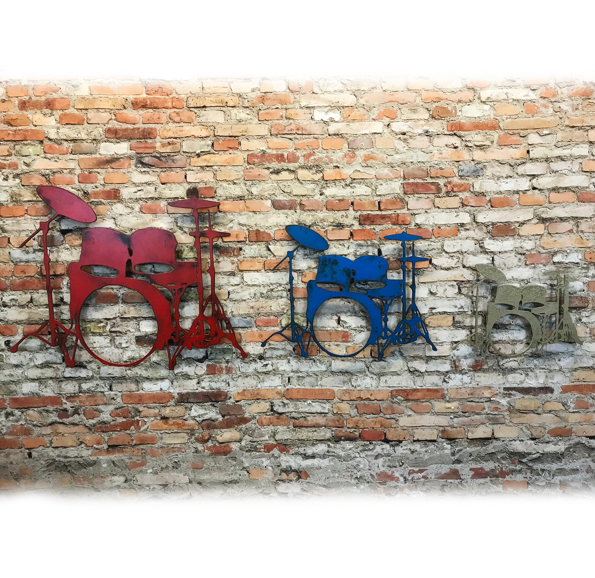 Drum Set Metal Wall Art Handmade Home Decor- Choose 17
