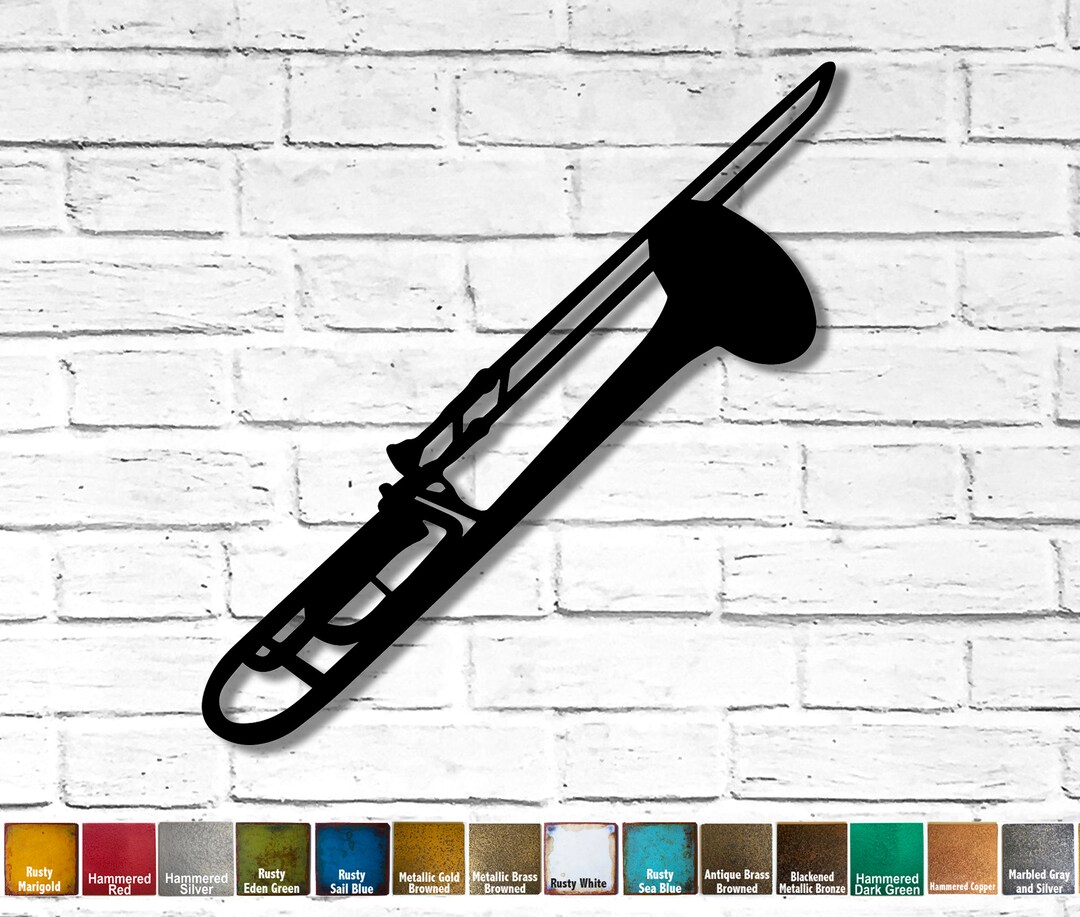 Trombone Metal Wall Art Home Decor Handmade Choose Your Patina Color ...