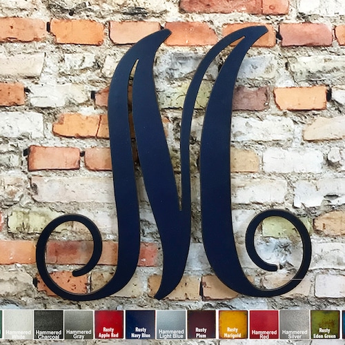 Encircled Metal Letter M Wall Art Choose 8 - Etsy