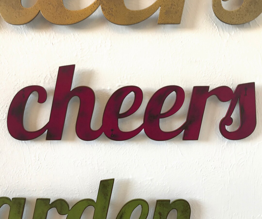 Cheers Metal Wall Art Home Decor Handmade Choose 17, 26 or 34 Long ...