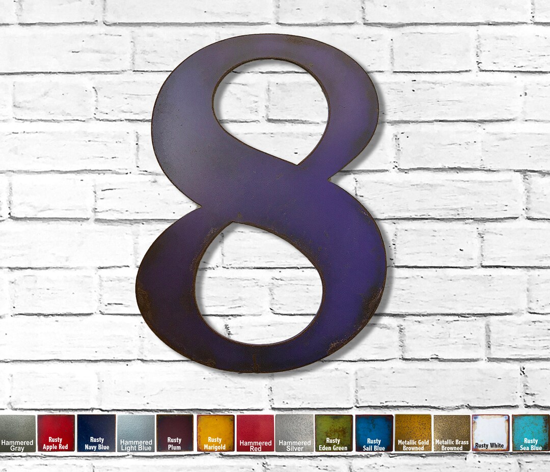 Metal Number 8 8, 12, 16 or 22 Inch Tall Handmade Metal Wall Art Choose ...